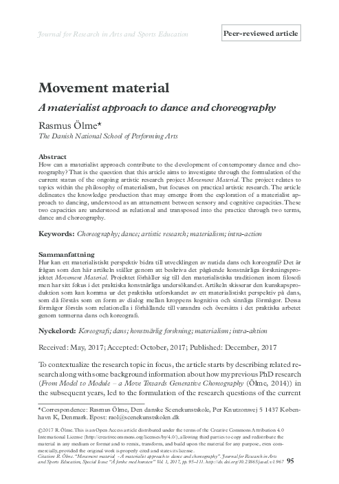 (PDF) Movement material- A materialist approach to dance and ...