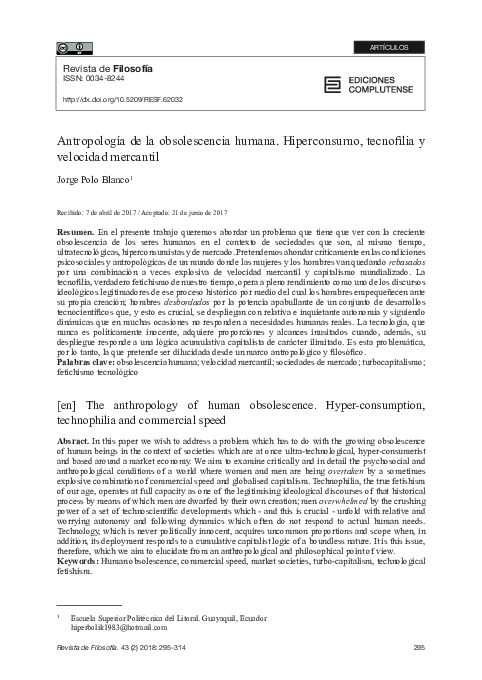 (PDF) Antropología de la obsolescencia humana. Hiperconsumo, tecnofilia ...