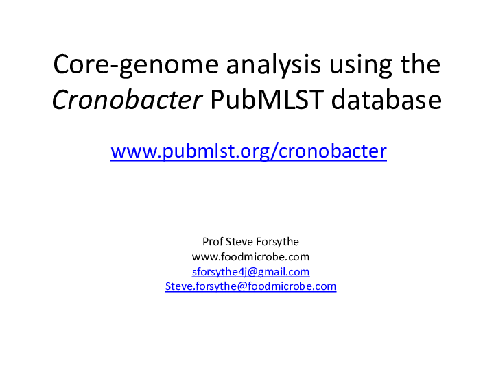 (PPT) Core genome analysis using Pub MLST database