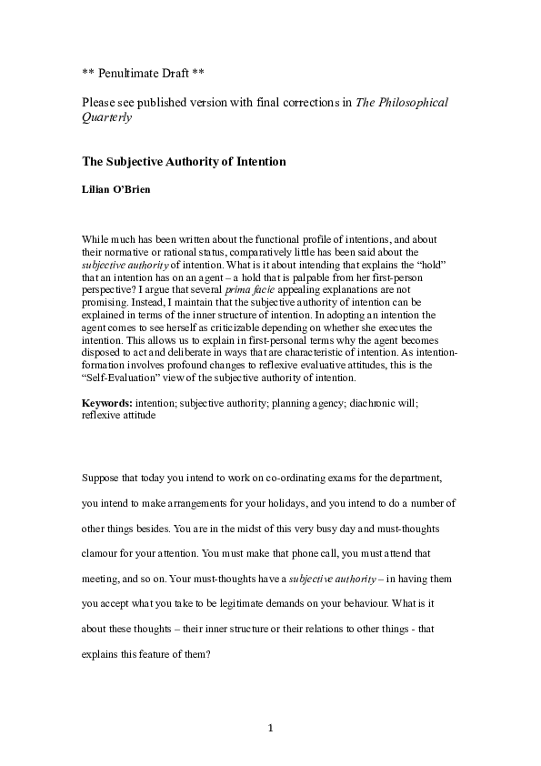(DOC) The Subjective Authority of Intention