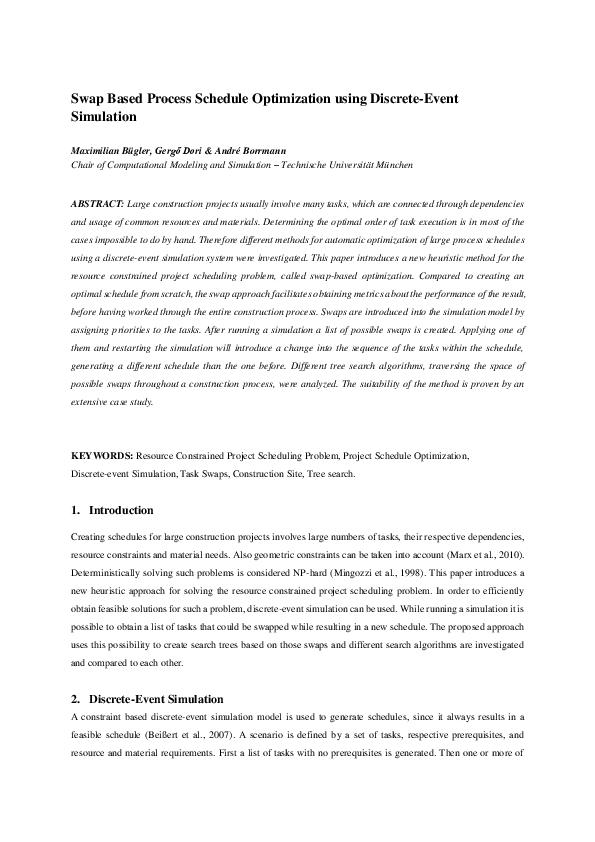 (PDF) Swap Based Process Schedule Optimization using Discrete-Event Simulation | Andre Borrmann ...