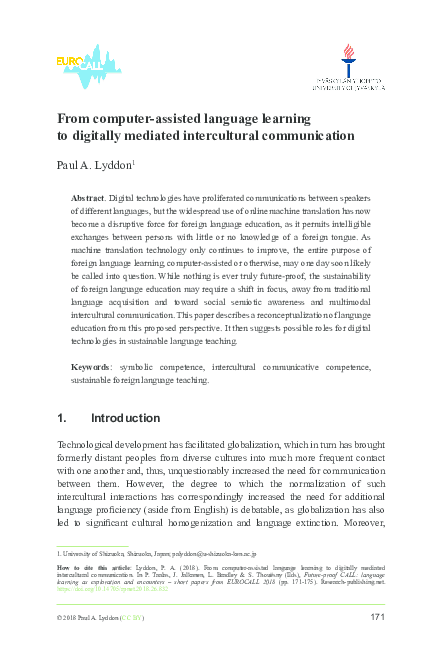 (PDF) From Computer-Assisted Language Learning to Digitally Mediated ...