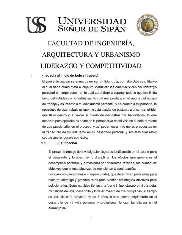 (DOC) FACULTAD DE INGENIERÍA, ARQUITECTURA Y URBANISMO LIDERAZGO Y COMPETITIVIDAD