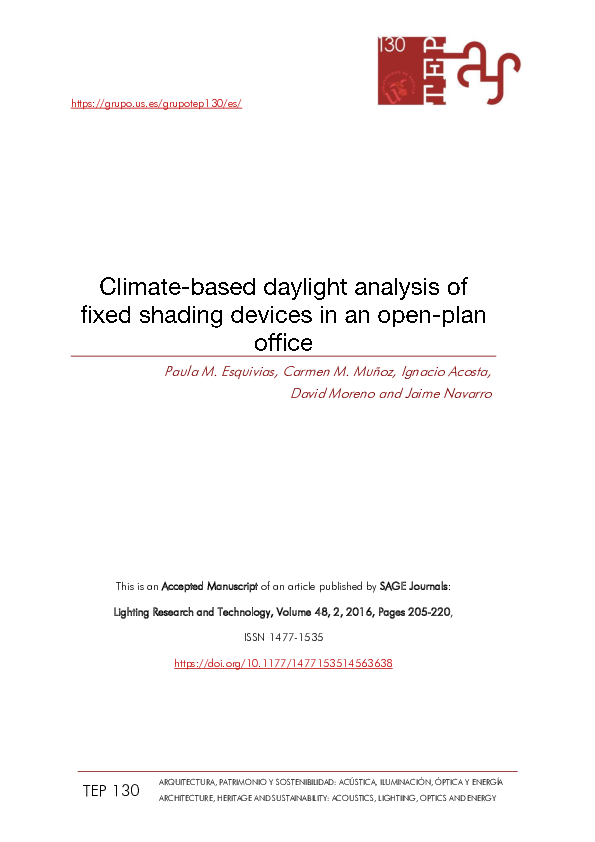 (PDF) Climate-based daylight analysis of fixed shading devices in an open-plan office