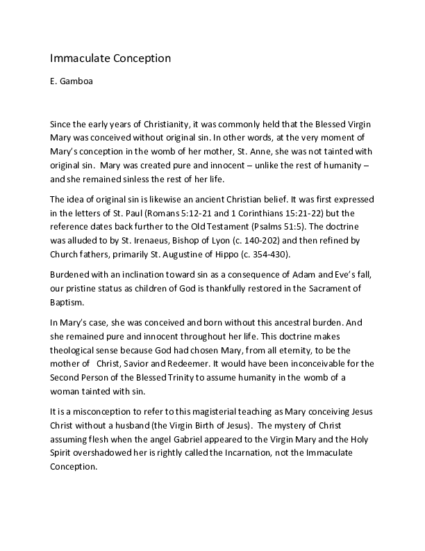 (DOC) Immaculate Conception