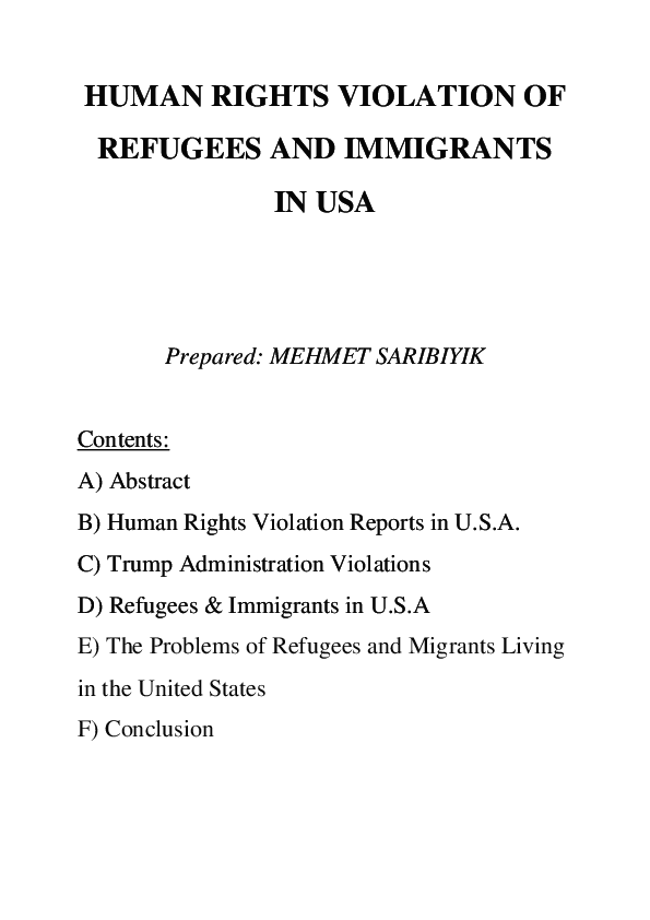 (DOC) HUMAN RIGHTS VIOLATION OF REFUGEES AND IMMIGRANTS IN USA