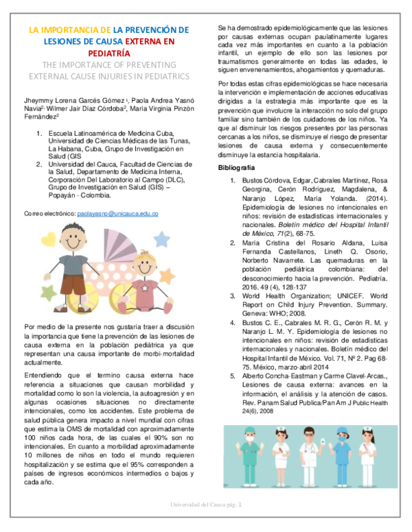 (PDF) LA IMPORTANCIA DE LA PREVENCIÓN DE LESIONES DE CAUSA EXTERNA EN ...