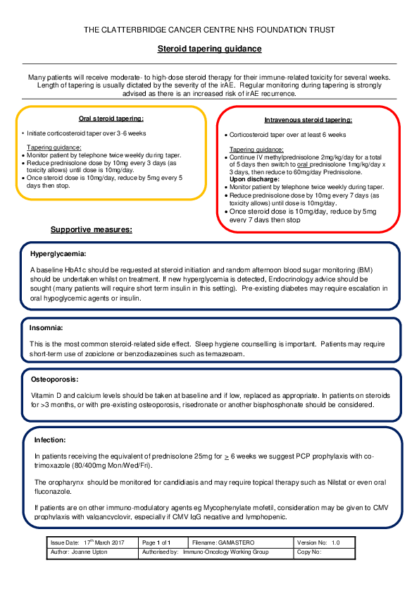 (PDF) THE CLATTERBRIDGE CANCER CENTRE NHS FOUNDATION TRUST Steroid ...