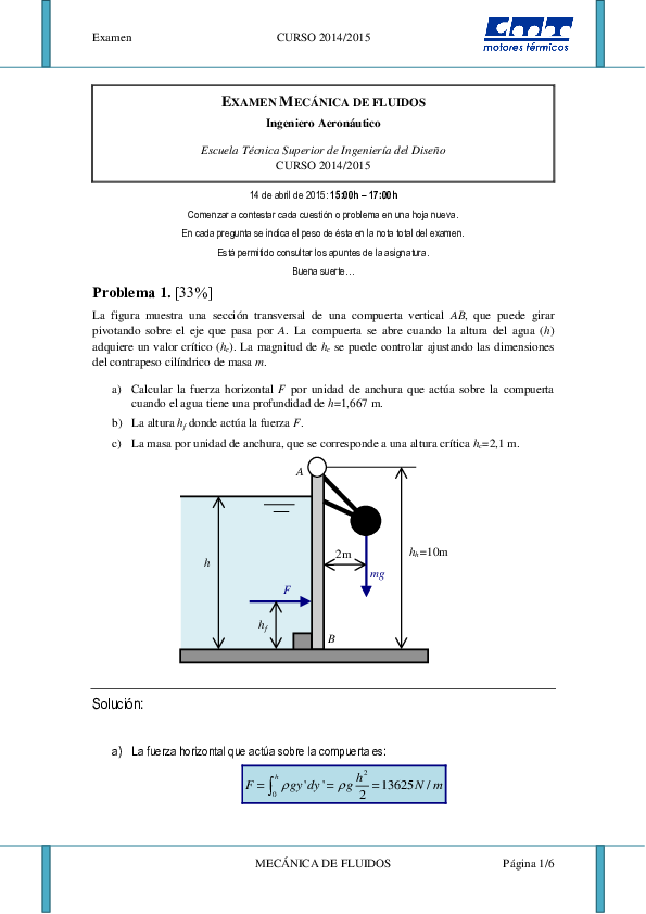 (PDF) EXAMEN MECÁNICA DE FLUIDOS