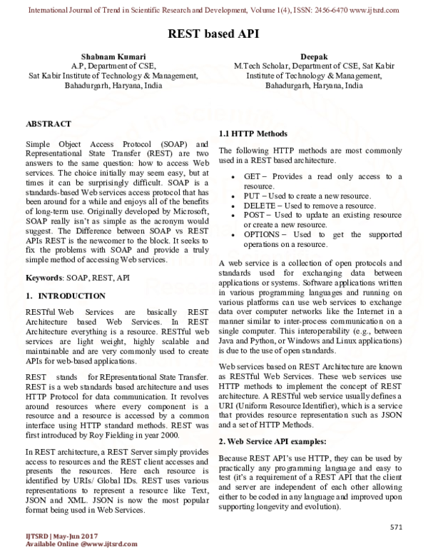 (PDF) REST based API