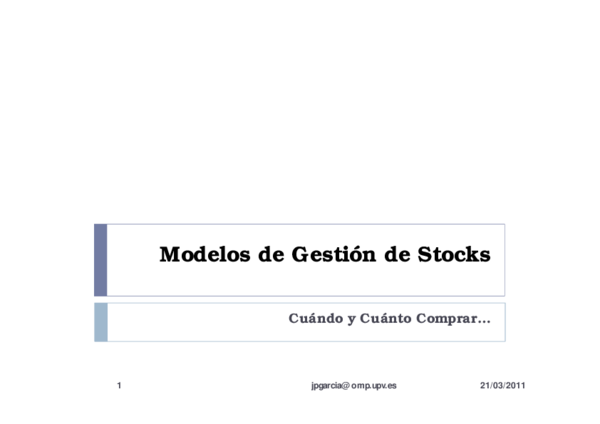 (PDF) Modelos de Gestión de Stocks