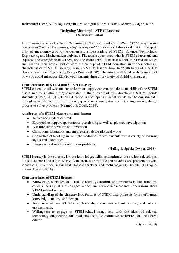 (DOC) Designing Meaningful STEM Lessons