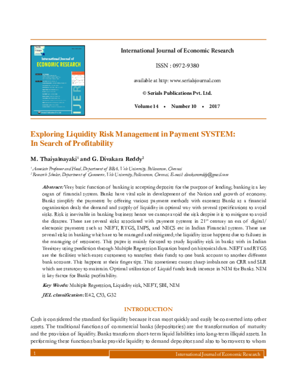 (PDF) Exploring Liquidity Risk Management in Payment SYSTEM: In Search ...