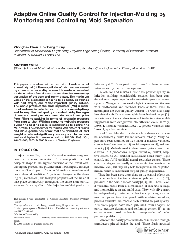 (PDF) Adaptive Online Quality Control for Injection-Molding by ...