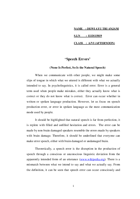 (DOC) Speech Error in Language Production.docx