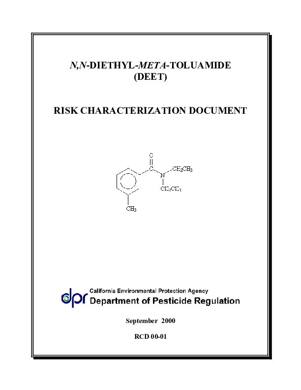 (PDF) N,N-DIETHYL-META-TOLUAMIDE (DEET) RISK CHARACTERIZATION