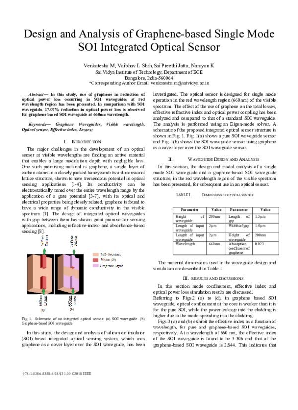 (PDF) Design and Analysis of Graphene-based Single Mode SOI Integrated Optical Sensor