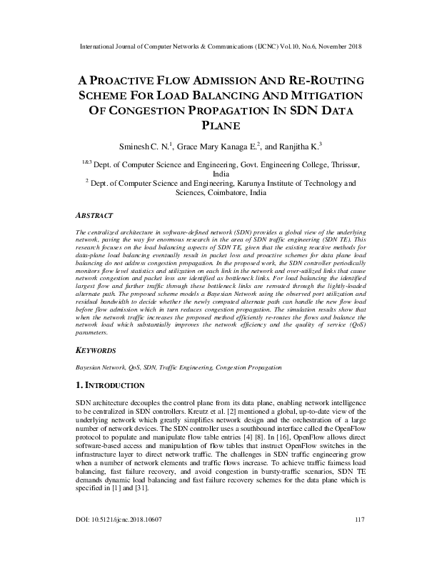 (PDF) A PROACTIVE FLOW ADMISSION AND RE-ROUTING SCHEME FOR LOAD BALANCING AND MITIGATION OF ...
