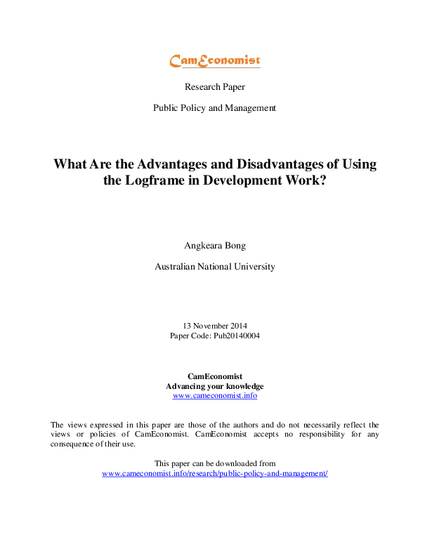 (PDF) What Are the Advantages and Disadvantages of Using the Logframe ...