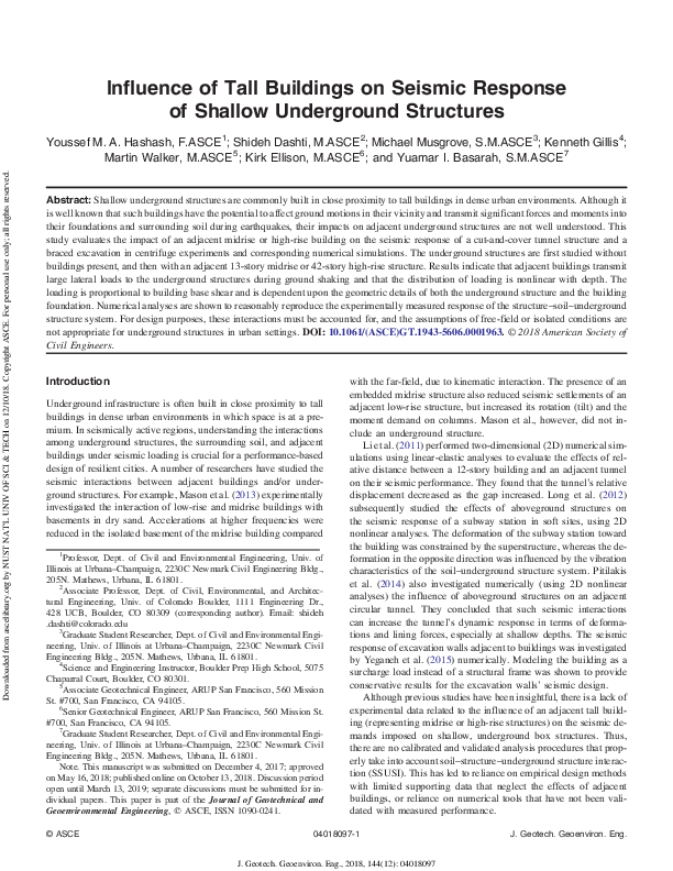 (PDF) Influence of Tall Buildings on Seismic Response of Shallow ...