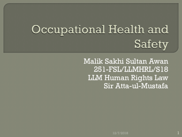 (PPT) PowerPoint Presentation on Occuptional Health and Safety