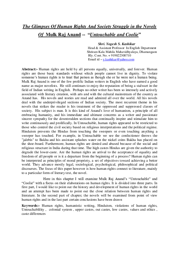 (DOC) The Glimpses Of Human Rights And Society Struggle in the Novels ...