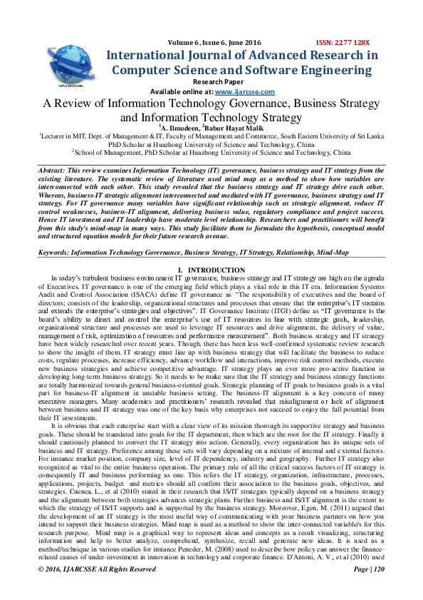 (PDF) A Review of Information Technology Governance, Business Strategy ...