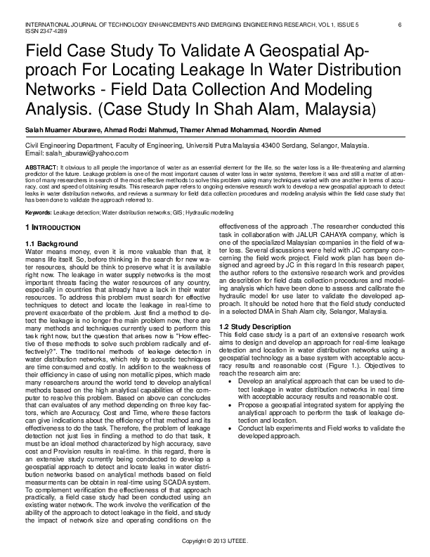 (PDF) Field Case Study to Validate A geospatial Approach for Locating ...