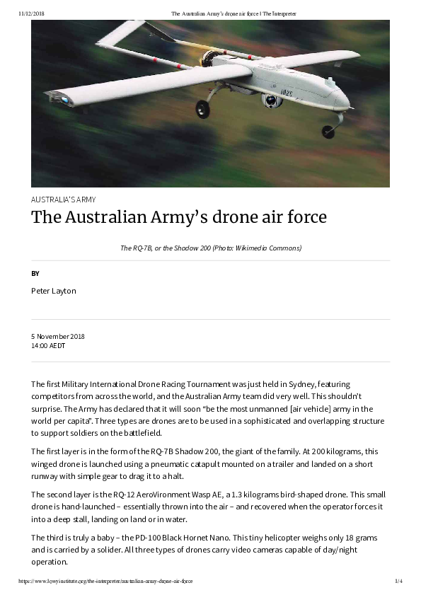 (PDF) The Australian Army's drone air force