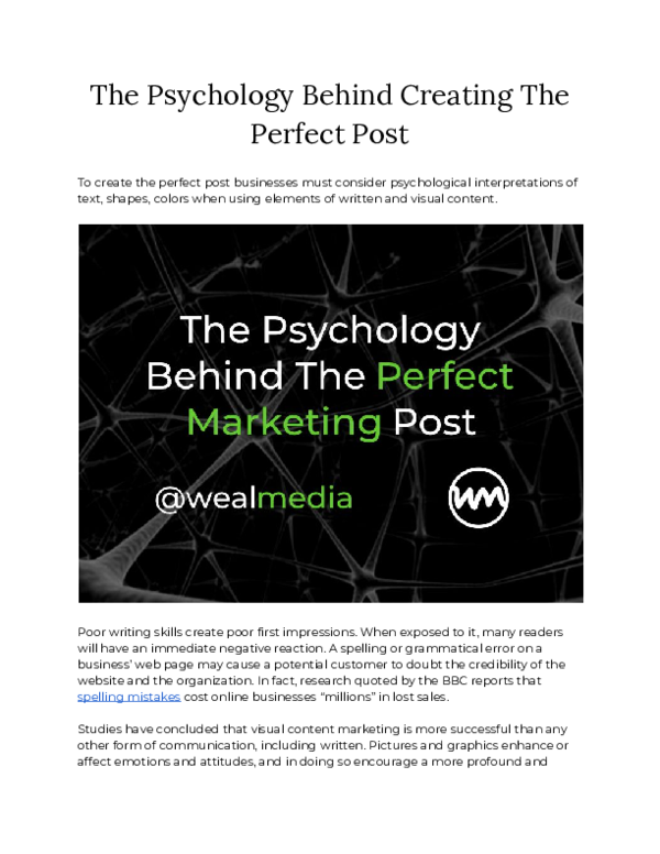 (PDF) The Psychology Behind Creating The Perfect Post | Kristoffer ...