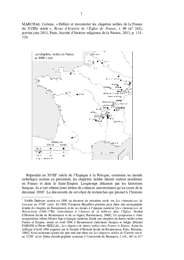 (PDF) Définir et inventorier les chapitres nobles de la France du ...