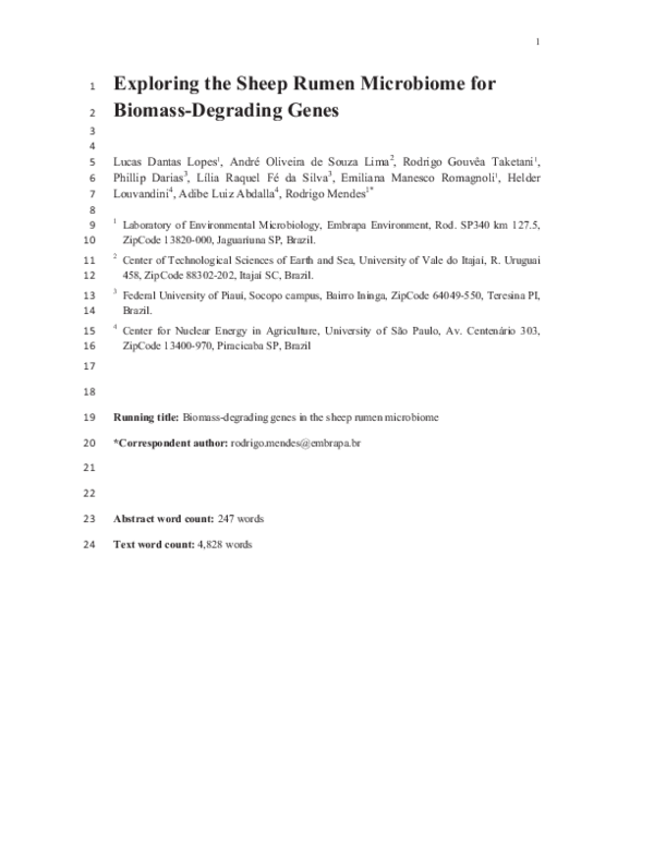 (PDF) Exploring the Sheep Rumen Microbiome for Biomass-Degrading Genes ...