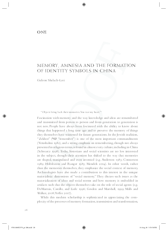 (PDF) MEMORY, AMNESIA AND THE FORMATION OF IDENTITY SYMBOLS IN CHINA