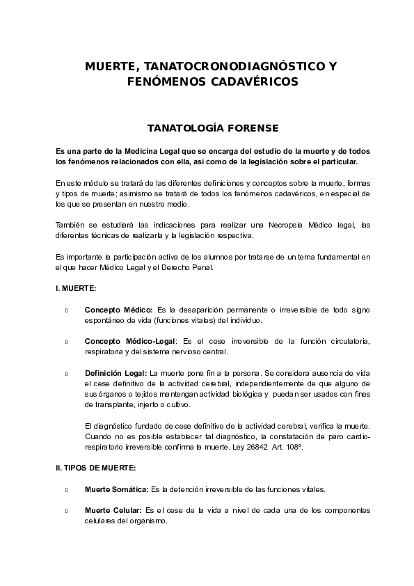 (DOC) MUERTE, TANATOCRONODIAGNÓSTICO Y FENÓMENOS CADAVÉRICOS ...