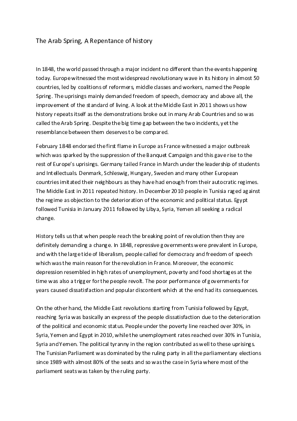 (DOC) The Arab Spring