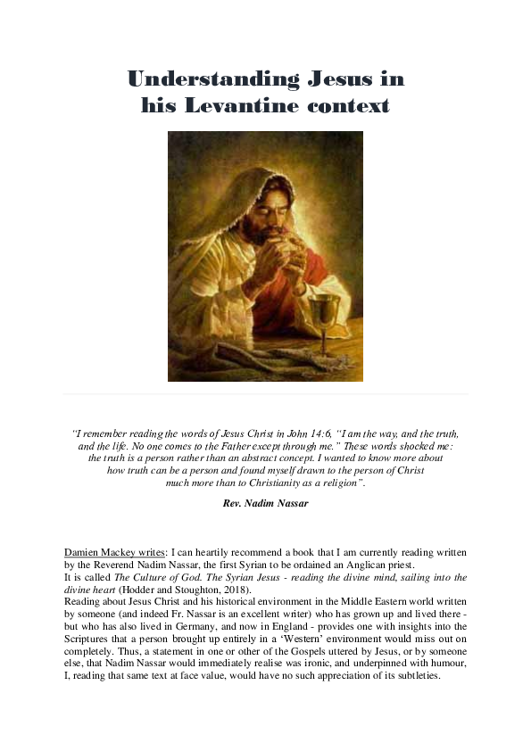 (DOC) Understanding Jesus in his Levantine context
