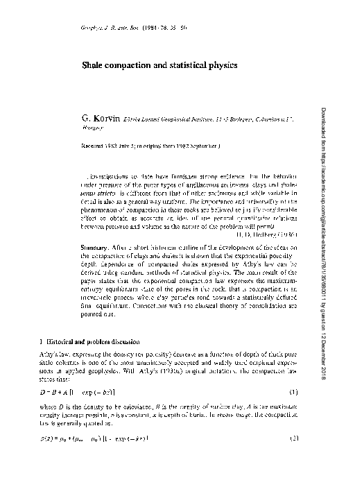 (PDF) Shale compaction and statistical physics