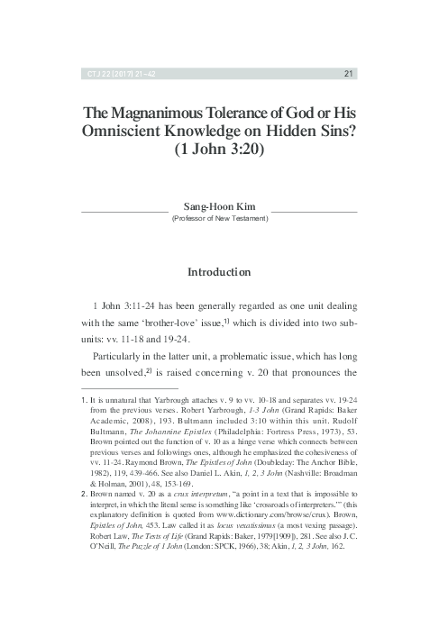 (PDF) The Magnanimous Tolerance of God or His Omniscient Knowledge on ...