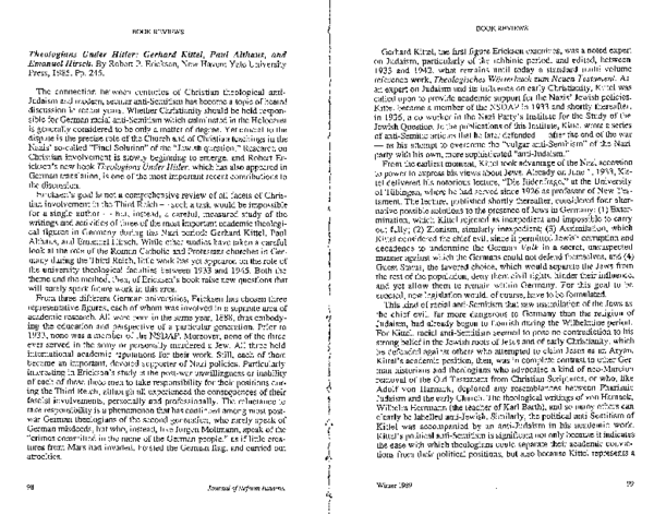 (PDF) Susannah Heschel, “Review of ‘Theologians Under Hitler: Gerhard ...