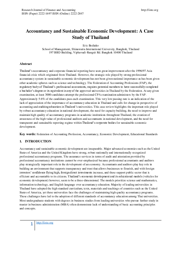 (PDF) Accountancy and Sustainable Economic Development: A Case Study of ...