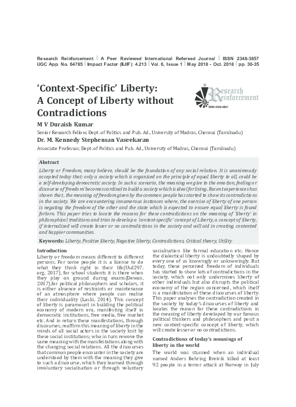 (PDF) ‘Context-Specific’ Liberty: A Concept of Liberty without ...