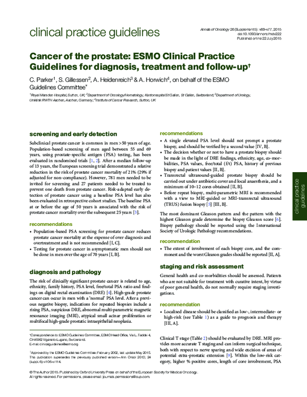 (PDF) Cancer of the prostate: ESMO Clinical Practice Guidelines for ...