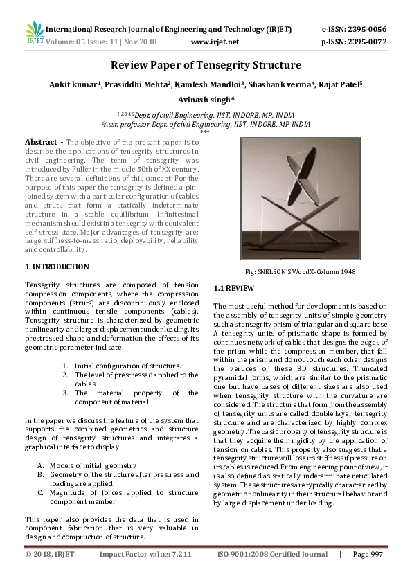 (PDF) IRJET- Review Paper of Tensegrity Structure