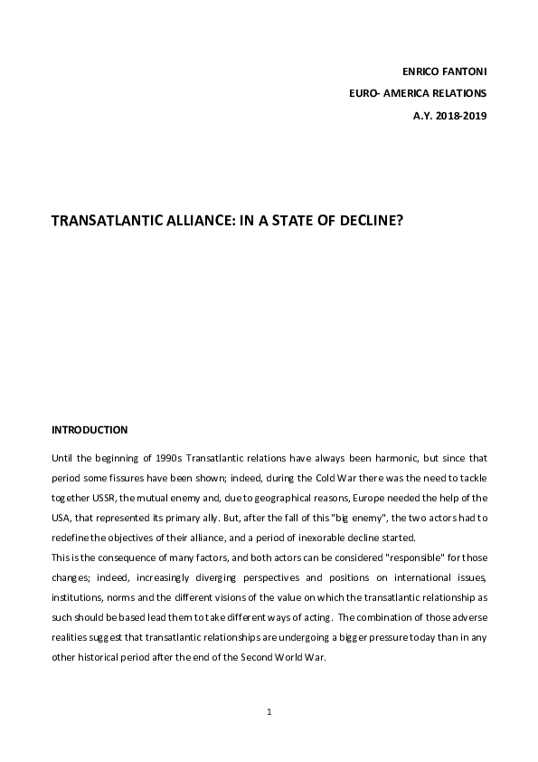 (DOC) Euro-American relations: in a state of decline?