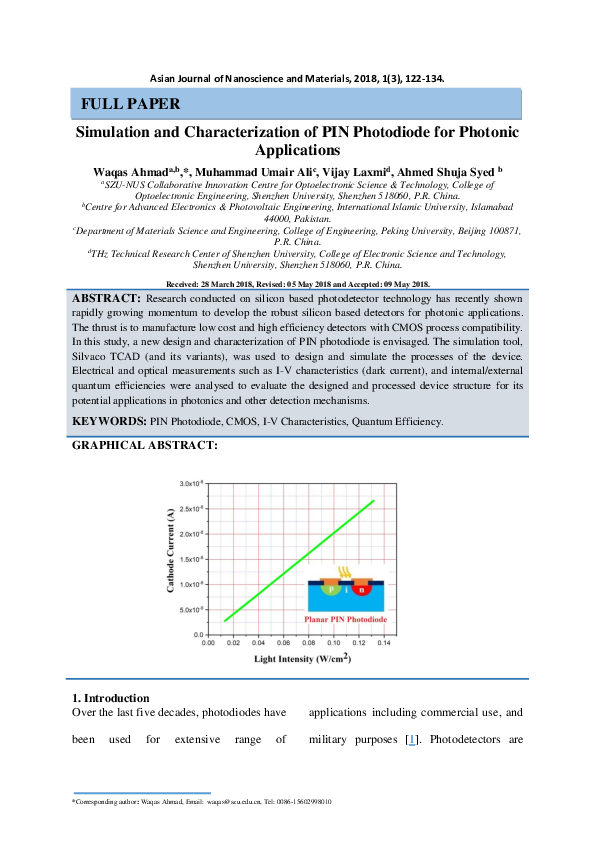(PDF) Simulation and Characterization of PIN Photodiode for Photonic ...