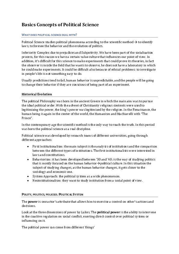 (DOC) Basics Concepts of Political Science