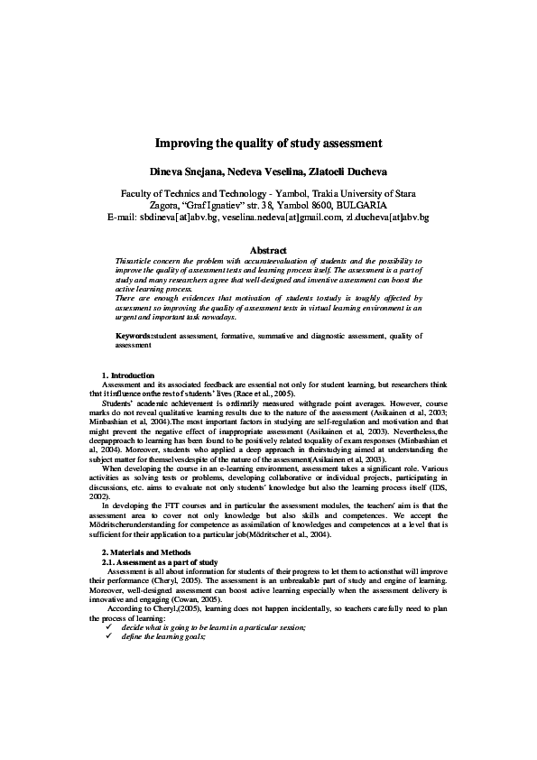 (PDF) Improving the quality of study assessment