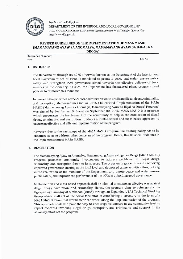 (PDF) Revised Guidelines on the implementation of the MASA MASID