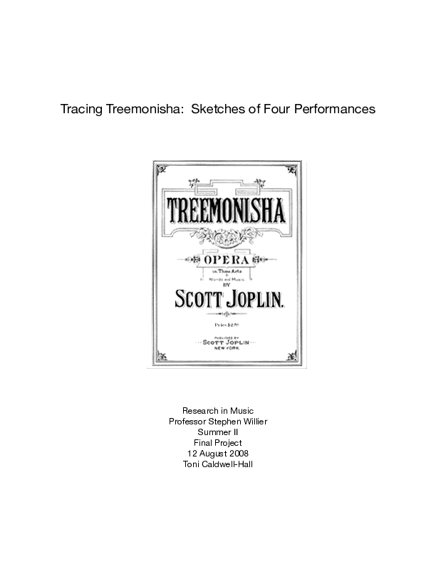 (PDF) Tracing Treemonisha: Sketches of Four Performances