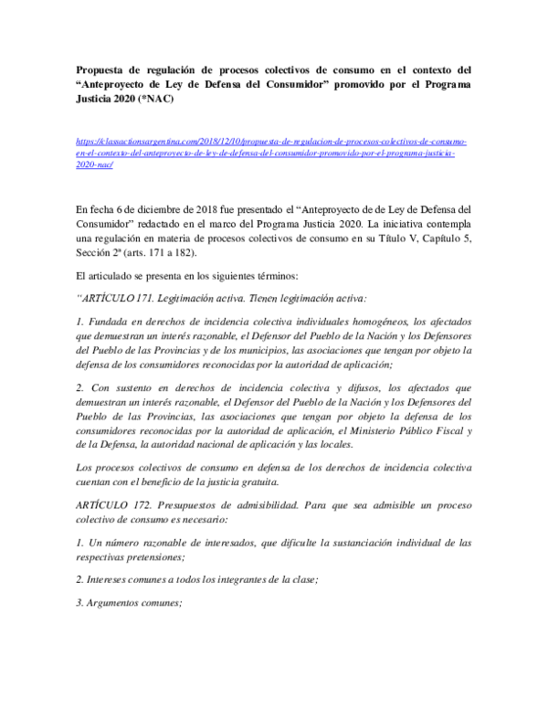 Pdf Propuesta De Regulación De Procesos Colectivos De Consumo En El